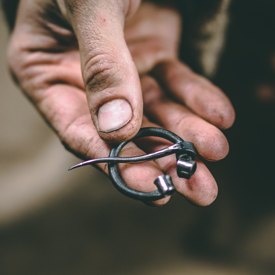Pair of Penannular Iron Brooches With Cilindrical Terminals 9-13th ...