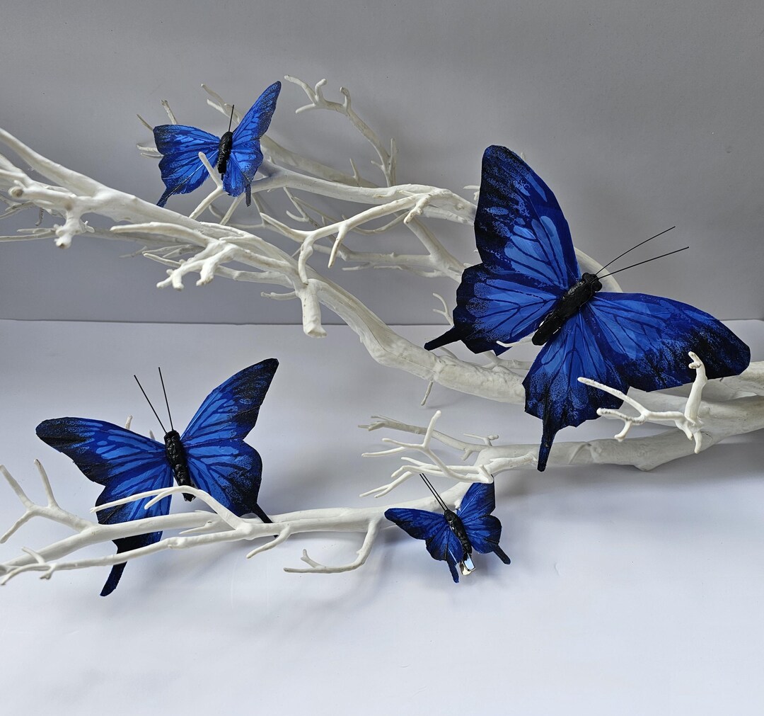 4 Fake Artificial Realistic Feather Large Blue Morpho Emperor Butterfly ...