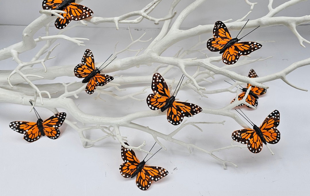 10 Fake Artificial Realistic Red Orange Feather Emperor Butterfly ...