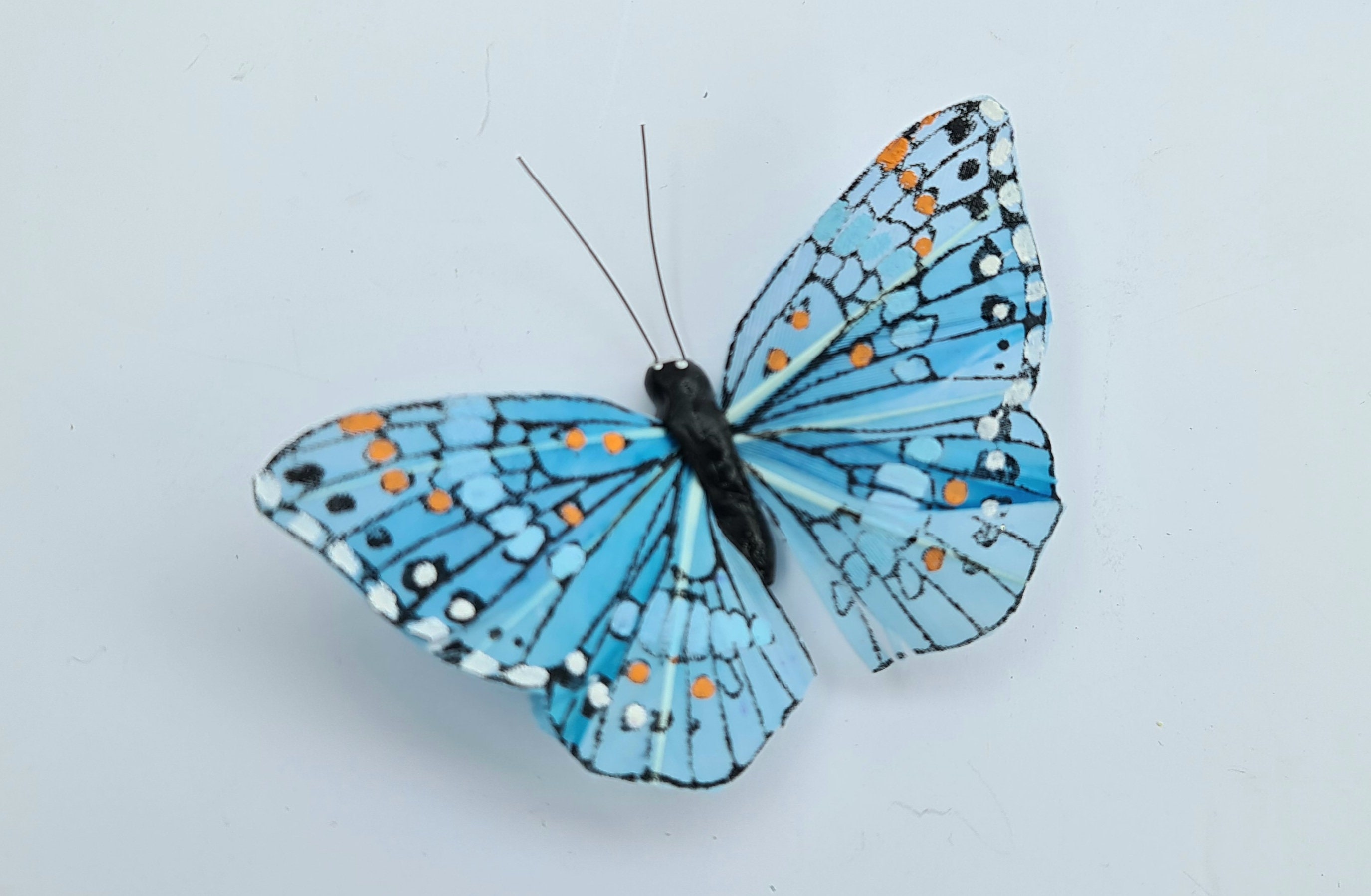 6 Fake Sky Blue Artificial Realistic Feather Butterfly | Etsy