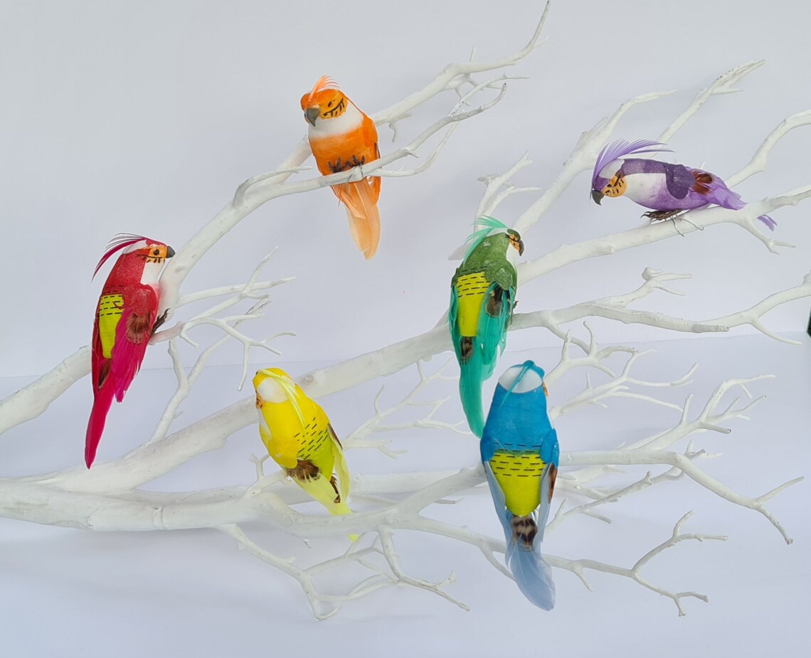 6 Rainbow Artificial Foam Feather Tropical Parrot Craft Birds - Etsy