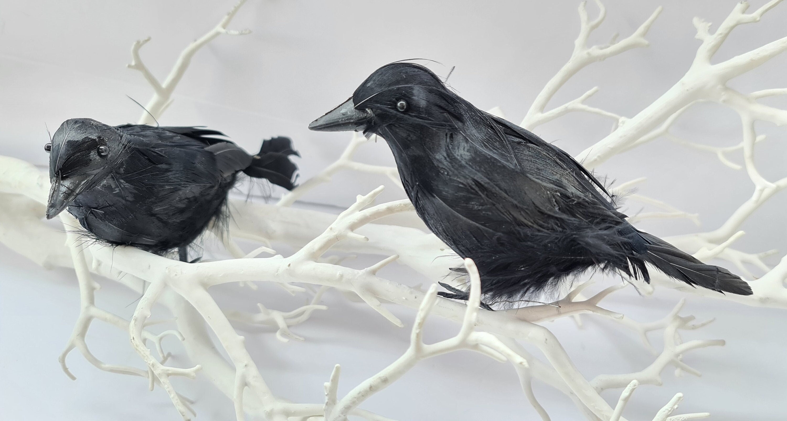 Pair of Artificial Feather Black Crows Ravens Fake Birds | Etsy