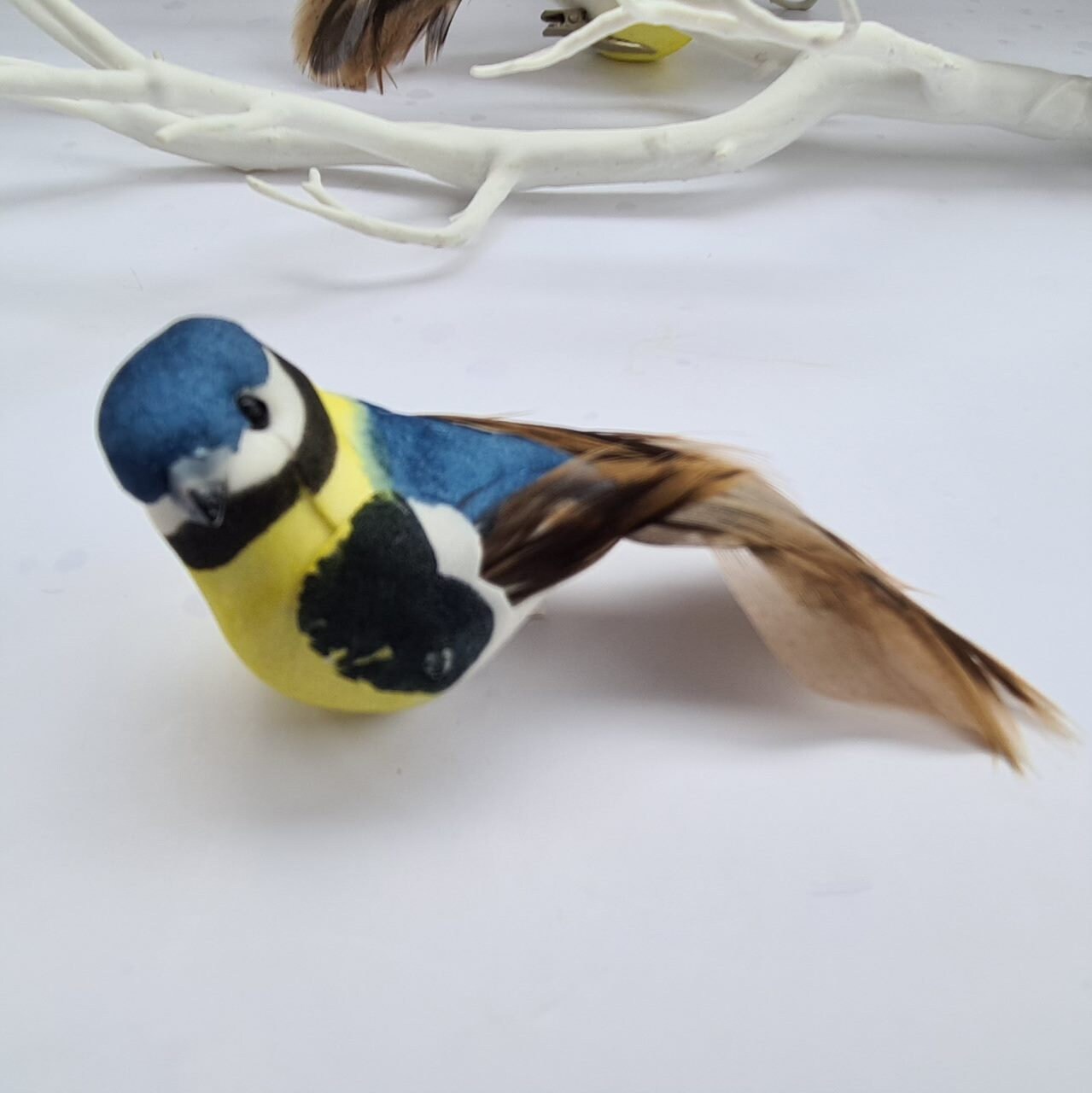 3 Artificial Blue Tit Feather Garden Fake Clip Birds Home - Etsy