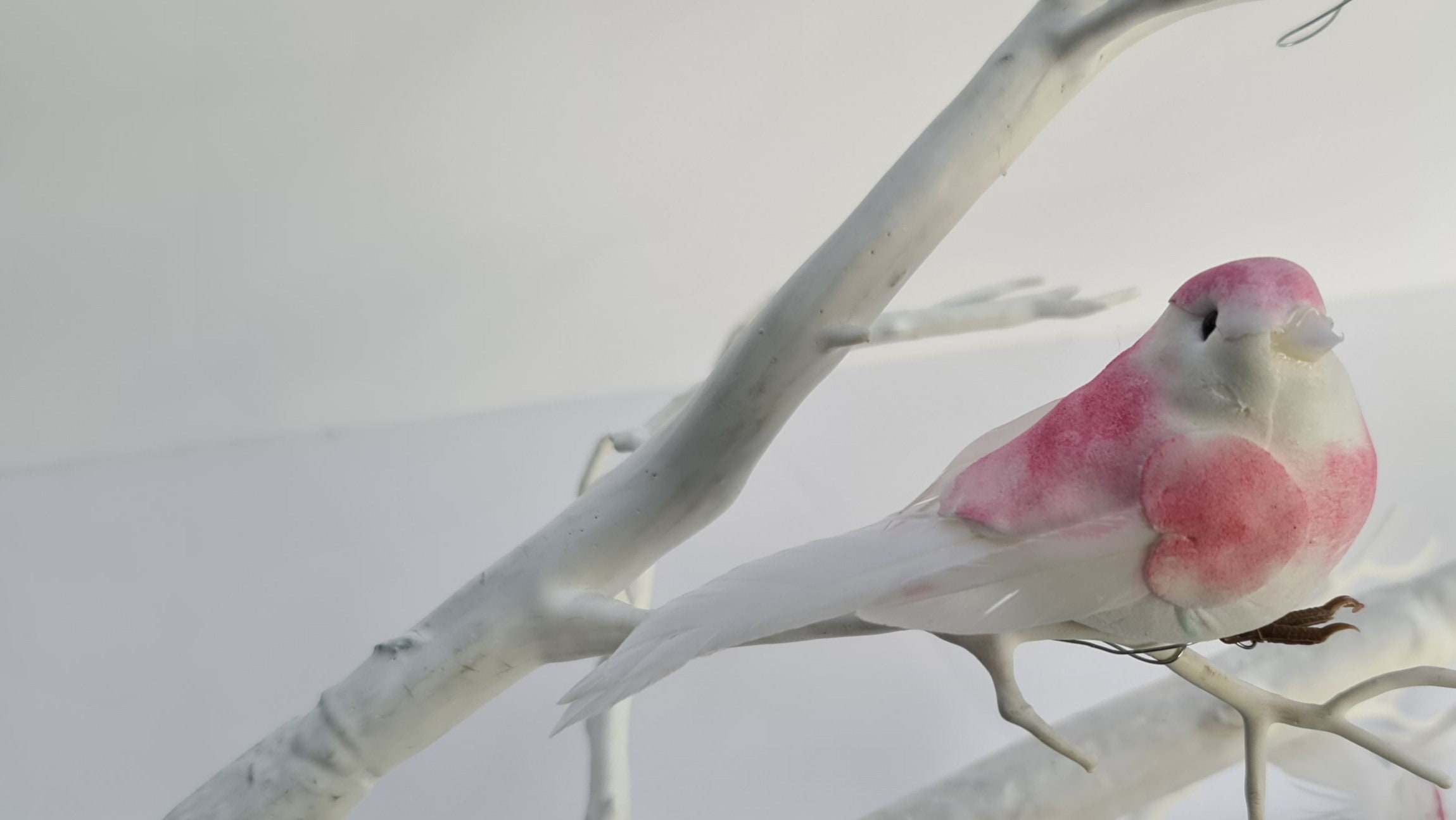 3 Beautiful Artificial Fake Pink & White Craft Birds Home | Etsy