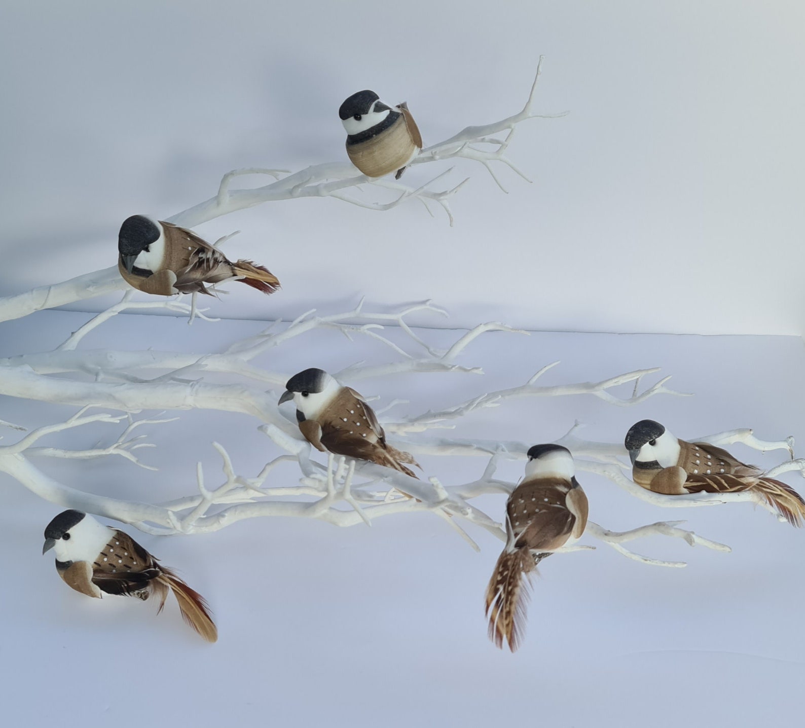 6 Artificial Woodland Natural Feather Garden Foam Birds Flower | Etsy