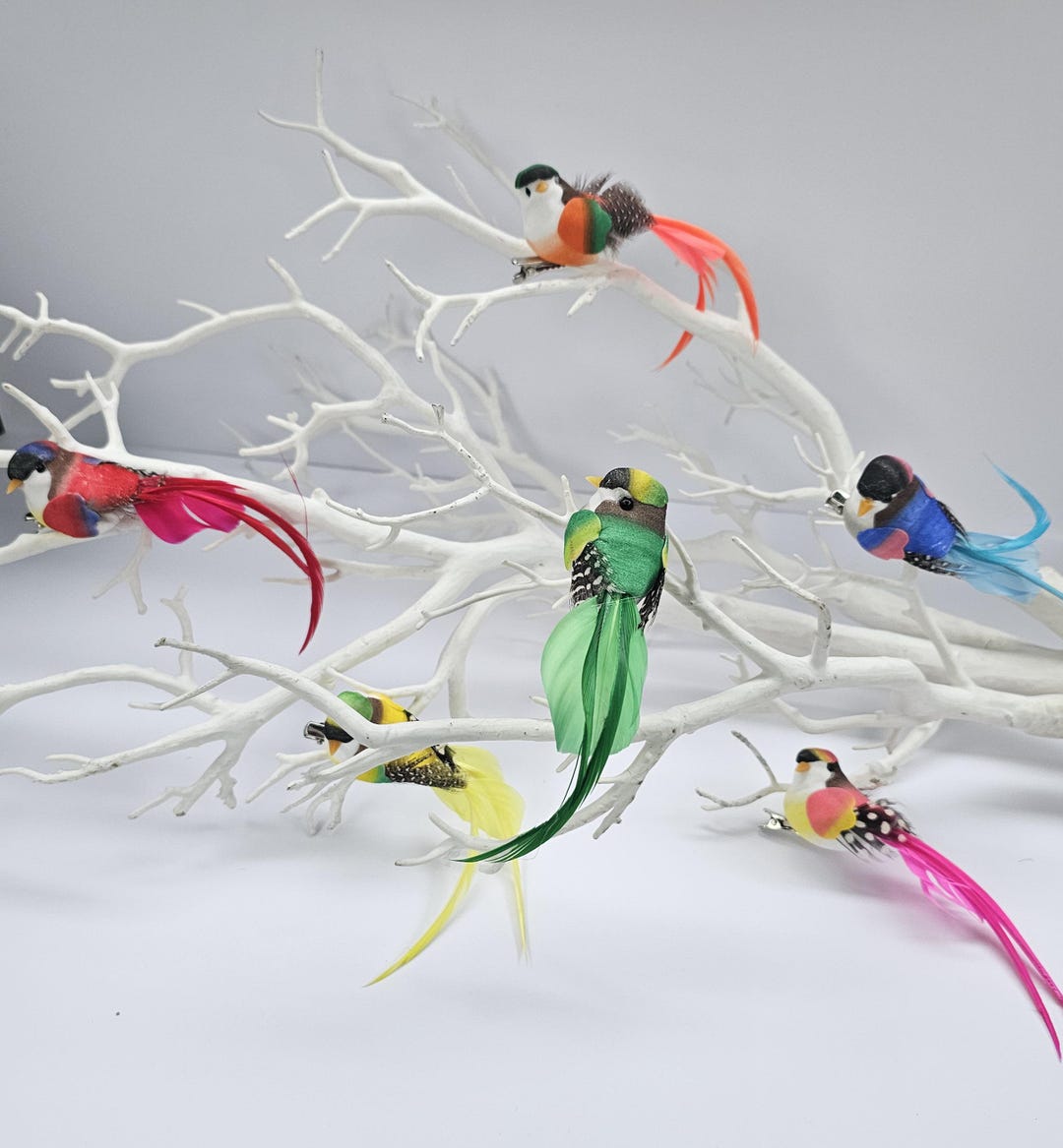 6 Small Artificial Rainbow Fake Streamer Tail Feathered Foam Clip on ...