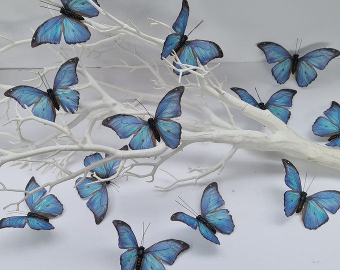 12 Fake Artificial Realistic Feather Large Blue Morpho Emperor ...