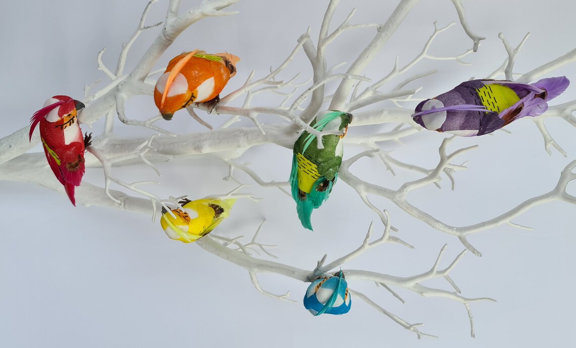 6 Rainbow Artificial Foam Feather Tropical Parrot Craft Birds - Etsy