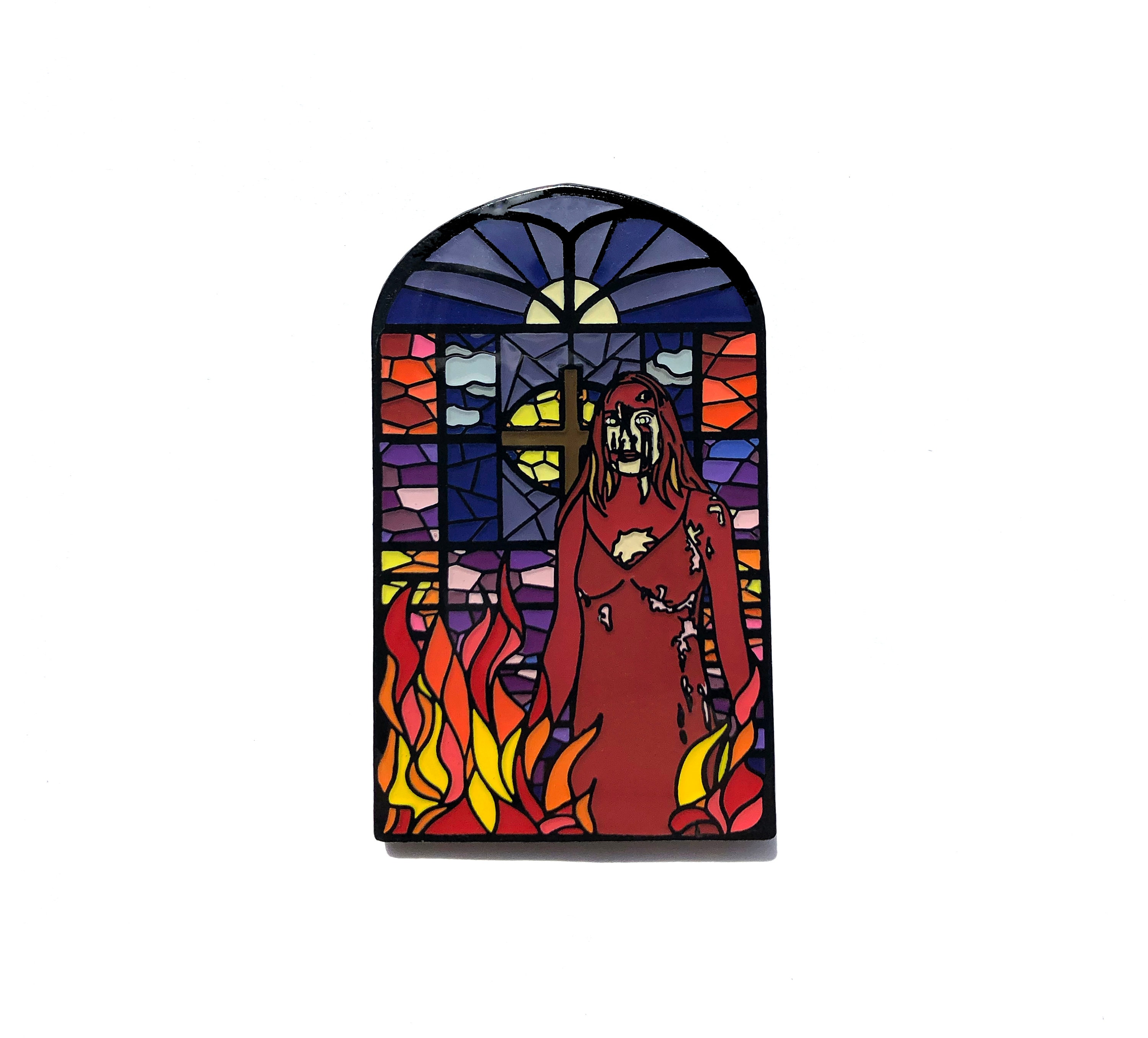 Carrie Stained Glass Enamel Pin - Dark - Etsy