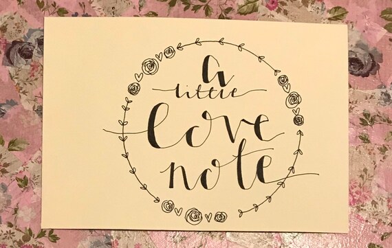 Original Artwork Floral Drawing Love Note Small Sized | Etsy