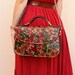 Vintage Top Handle Leather Bag, Tooled Leather Bag With Flowers, Artful ...