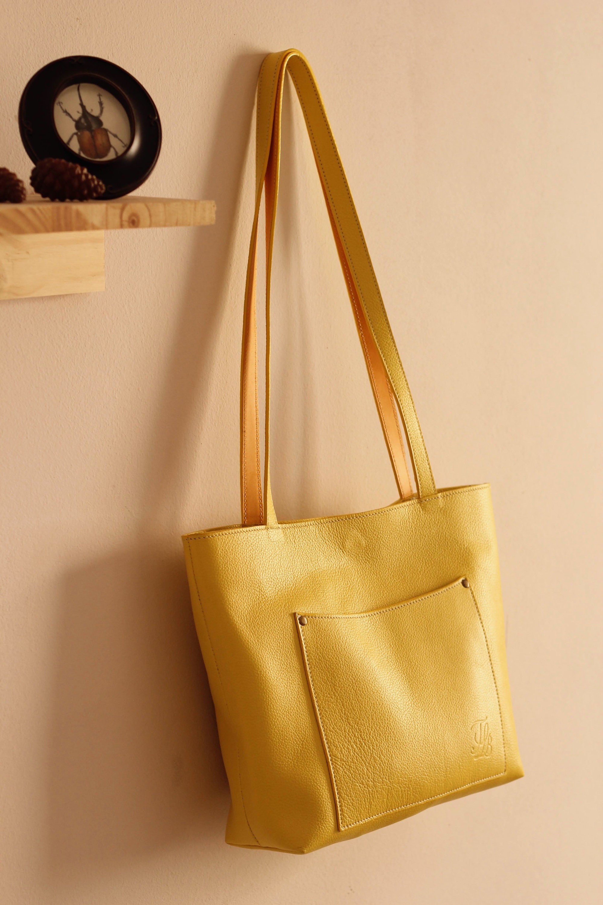 Yellow Leather Tote Bag for Women Yellow Tote Bag Leather | Etsy