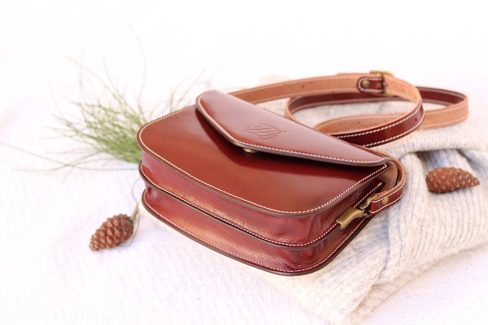 Envelope Crossbody Bag Small Handbags Cognac Leather - Etsy