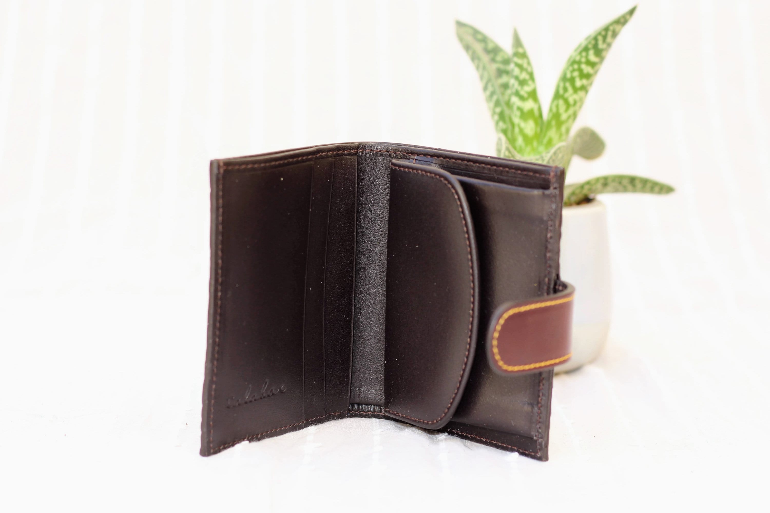Leather leaves pattern wallet bifold wallet for women unique | Etsy