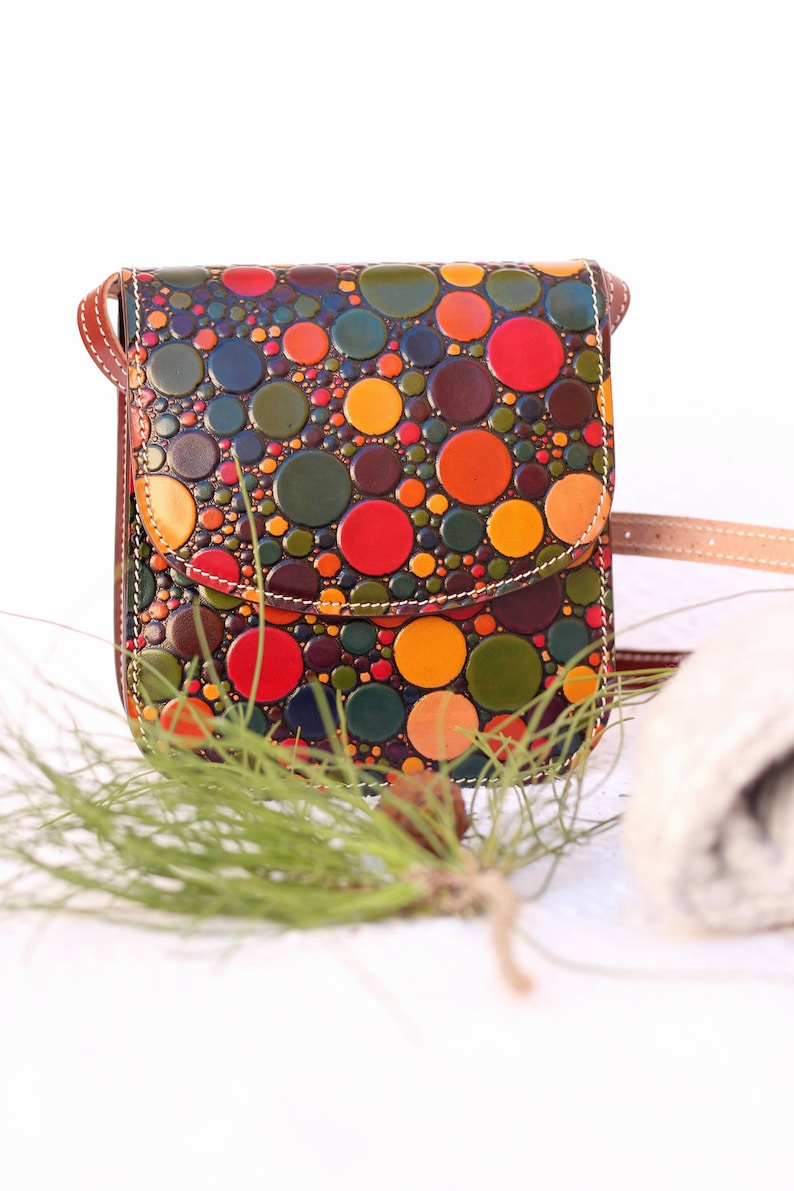 Colorful Mini Crossbody Bag for Women, Handmade Leather Purses ...