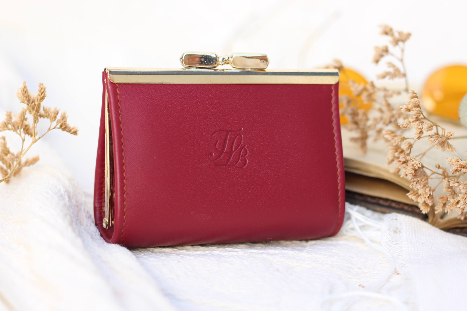 Clasp Coin Purse, Vintage Style Leather Coin Purse, Kiss Lock Wallet ...