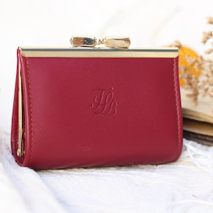 Clasp Coin Purse, Vintage Style Leather Coin Purse, Kiss Lock Wallet ...