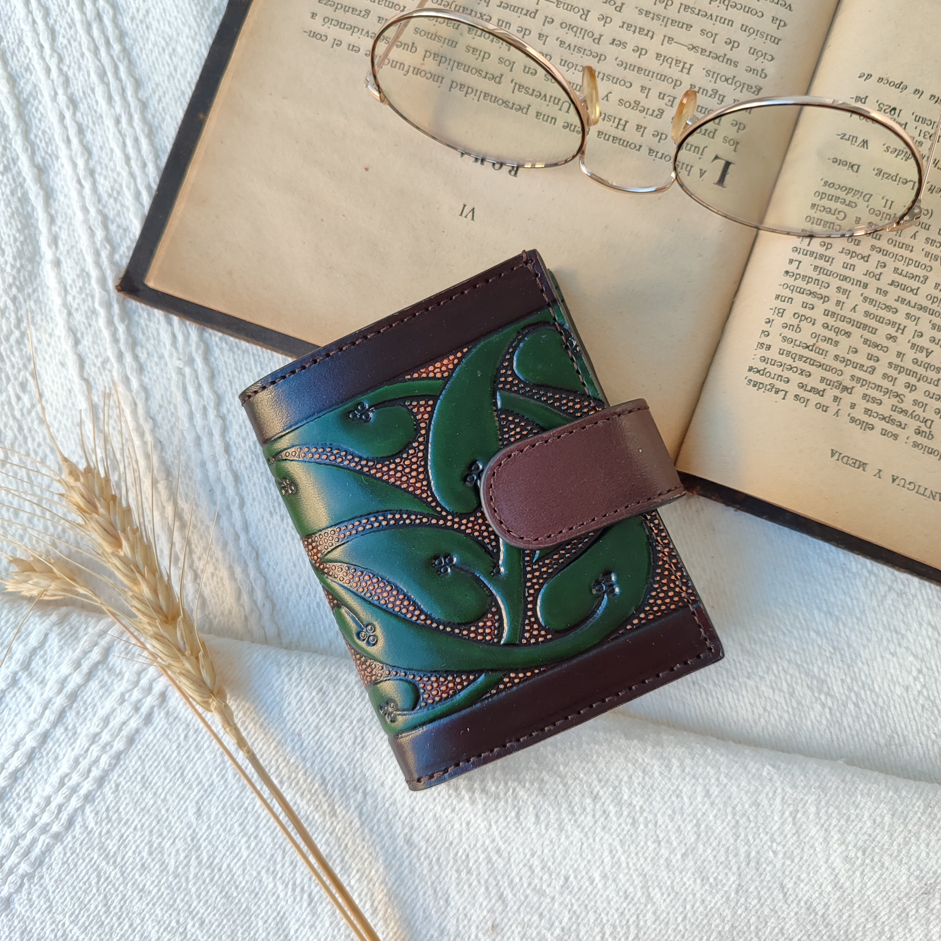 Bifold Men or Women Tooled Wallet Leather With Cash Purse, Small Cash ...