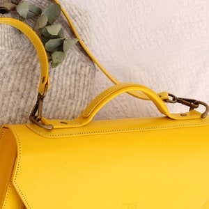 Bright Yellow Leather Laptop Bag Women, 13 Inch Leather Laptop Bag ...