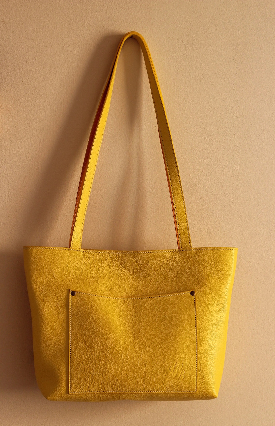 Yellow Leather Tote Bag for Women Yellow Tote Bag Leather | Etsy