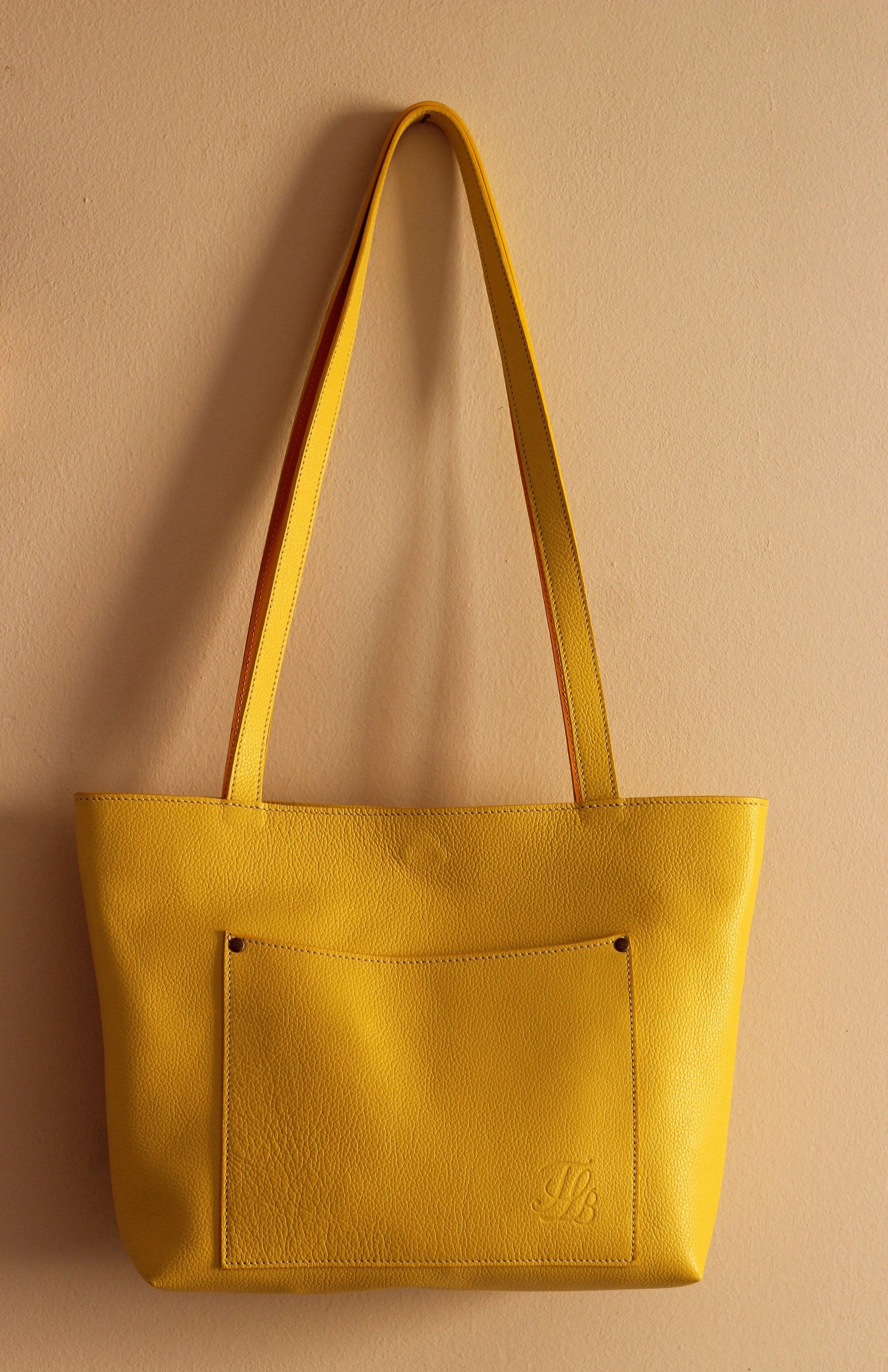 Yellow Leather Tote Bag for Women Yellow Tote Bag Leather | Etsy