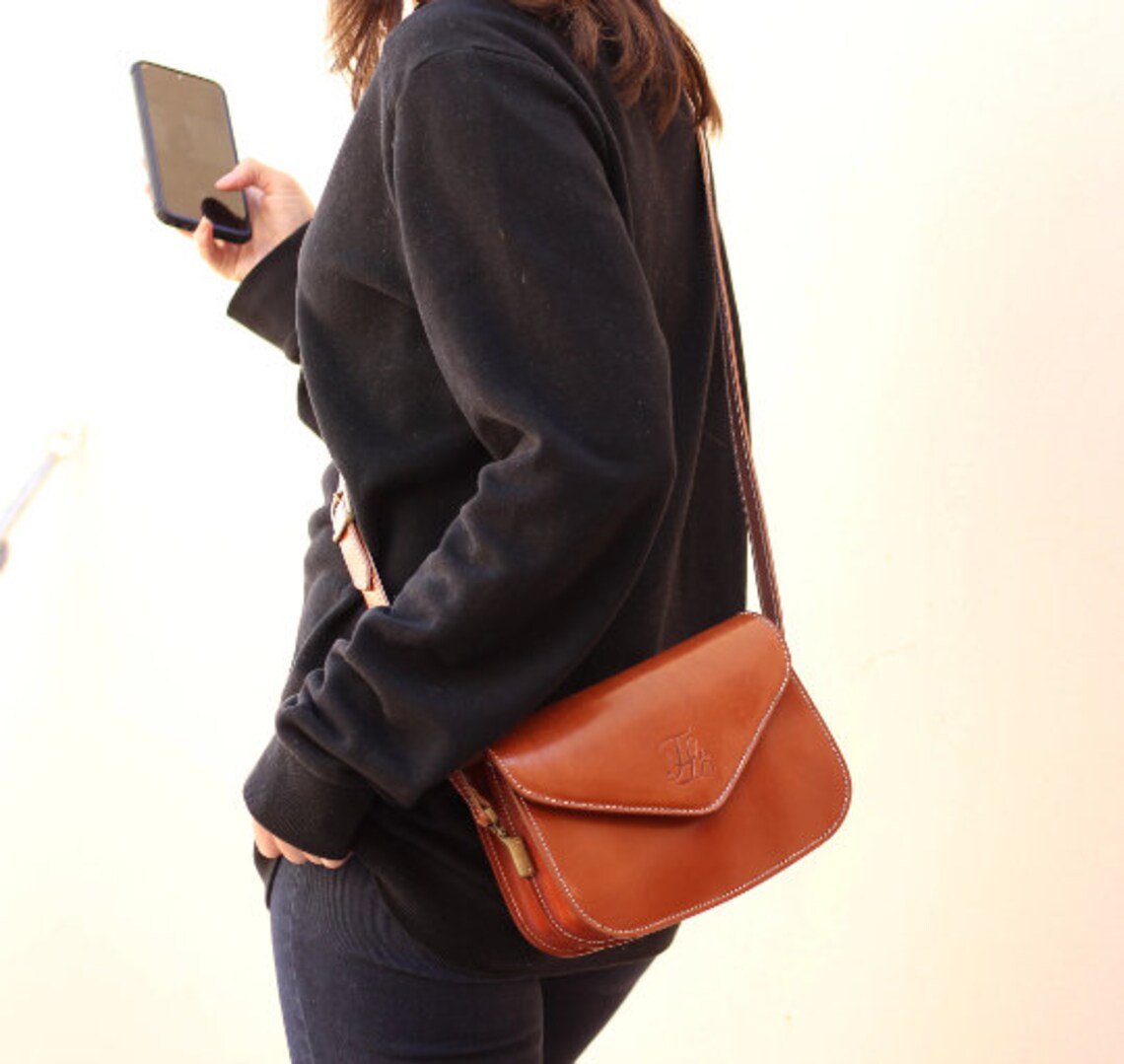 Envelope Crossbody Bag Small Handbags Cognac Leather - Etsy