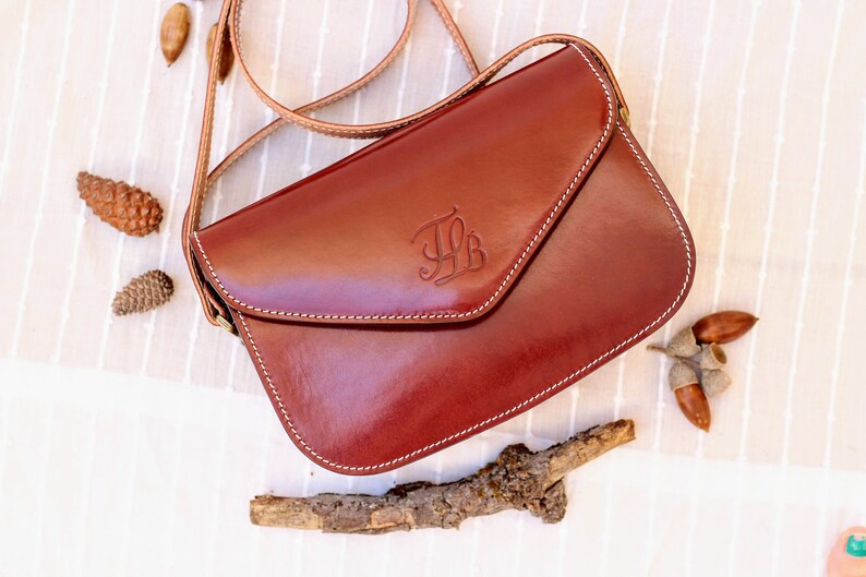 Envelope Crossbody Bag Small Handbags Cognac Leather - Etsy