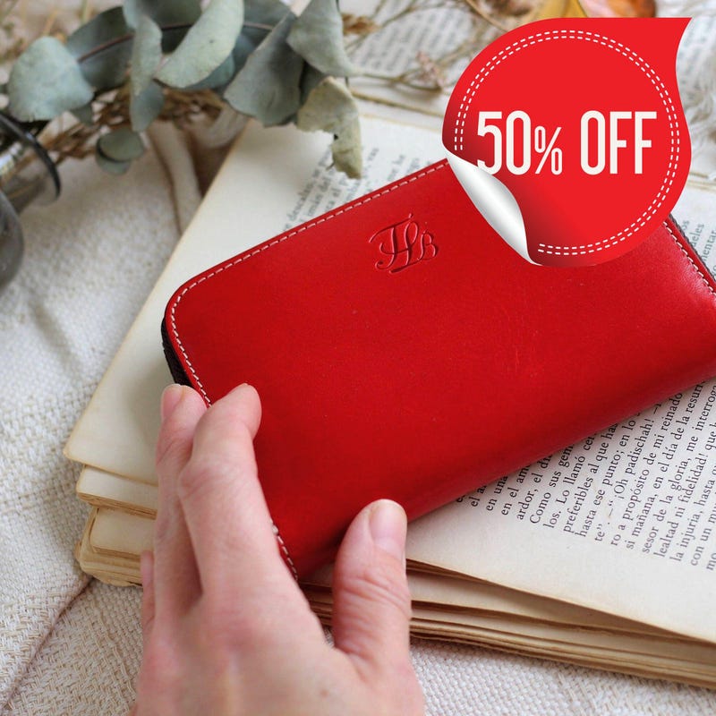 Red Leather Wallet - Etsy