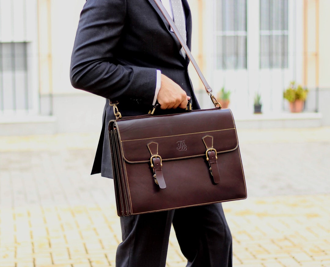 Leather Briefcase Men, Leather Satchel, Lawyers Bag, Personalized Gift ...