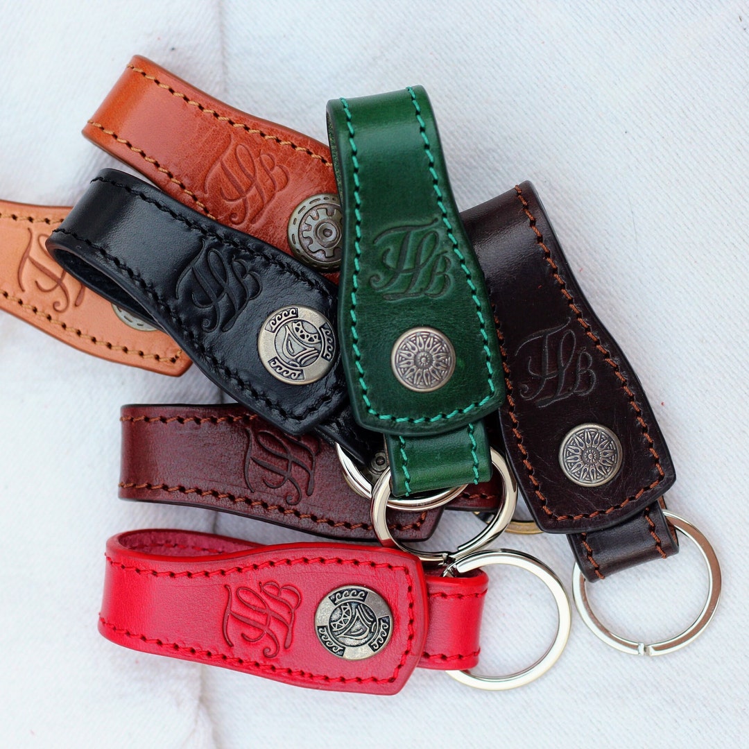 Belt Leather Keychain Unisex, Belt Loop Keychain for Men, Leather Key ...
