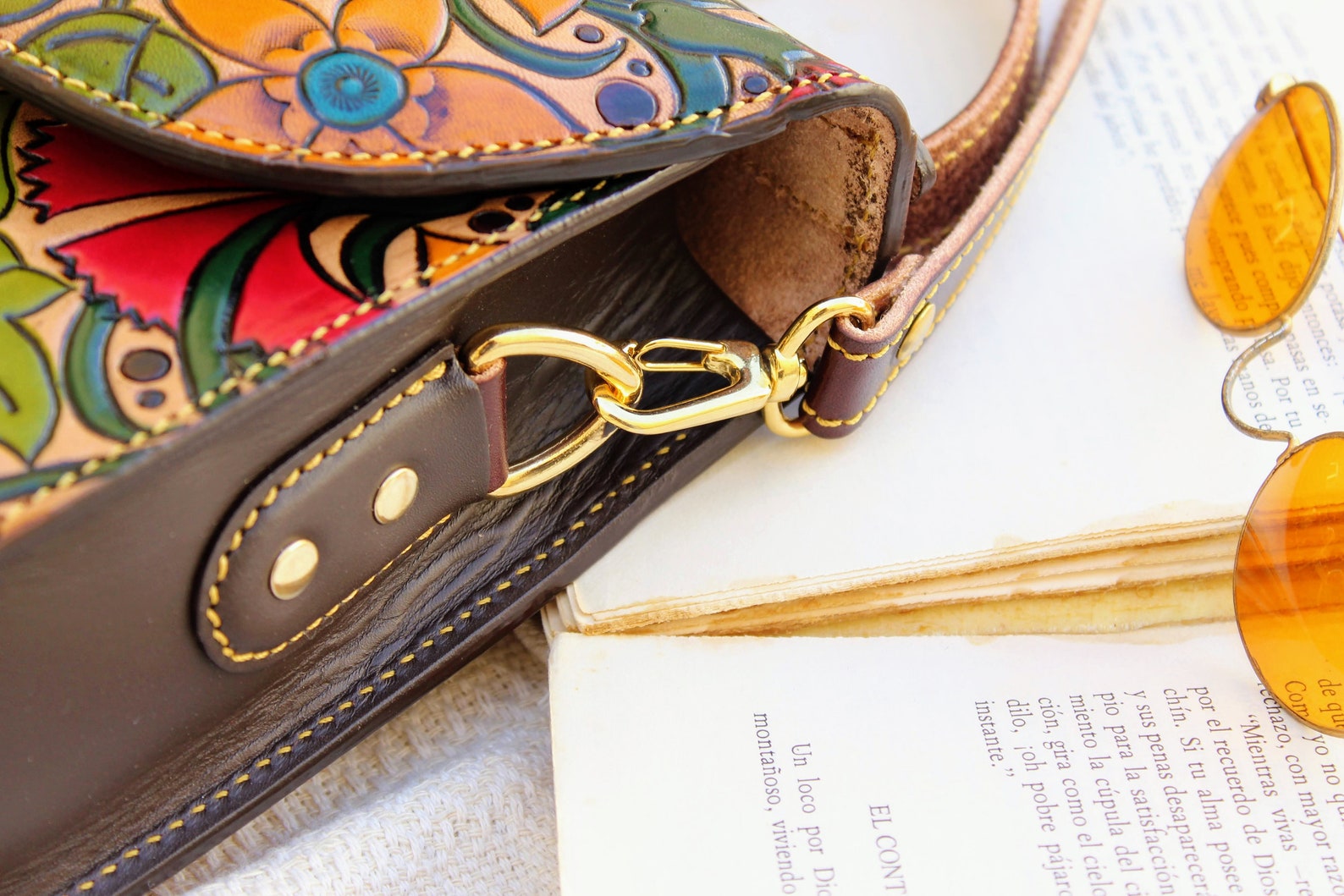 Vintage Top Handle Leather Bag Tooled Leather Bag With - Etsy