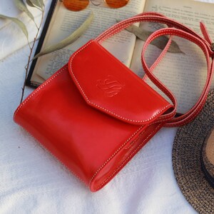 Orange Leather Mini Crossbody Bag for Women, Mini Crossbody Purse ...
