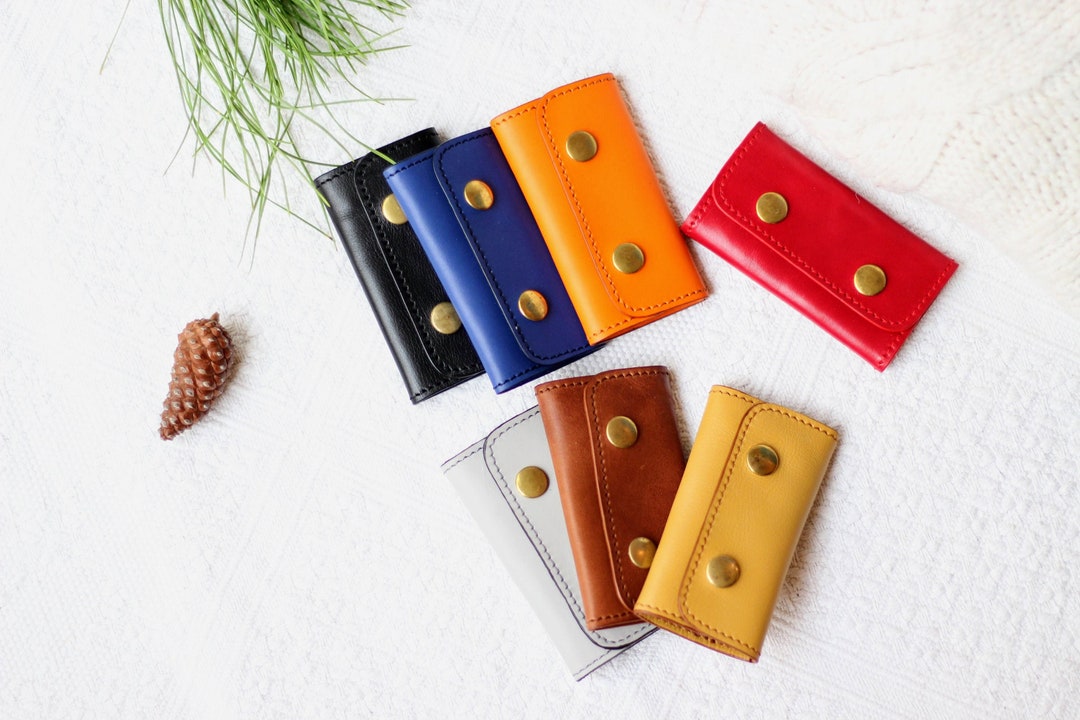 Leather Key Case, Leather Key Wallet, Personalized Leather Keychain ...