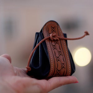 Leather Drawstring Pouch, Coin Pouch, Money Pouch, Coin Purse, Gift Bag ...