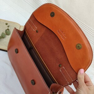 Luxury Genuine Leather Top Handle Saddle Bag, Classic Leather Satchel ...