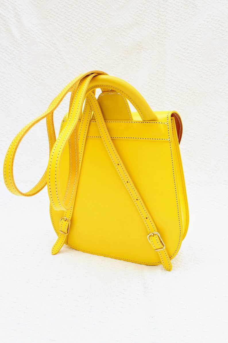 Yellow Leather Backpack Purse for Women Hand Made Rucksack - Etsy