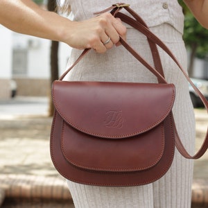 Timeless Design Cocoa Brown Full Grain Leather Crossbody Bag for Women ...