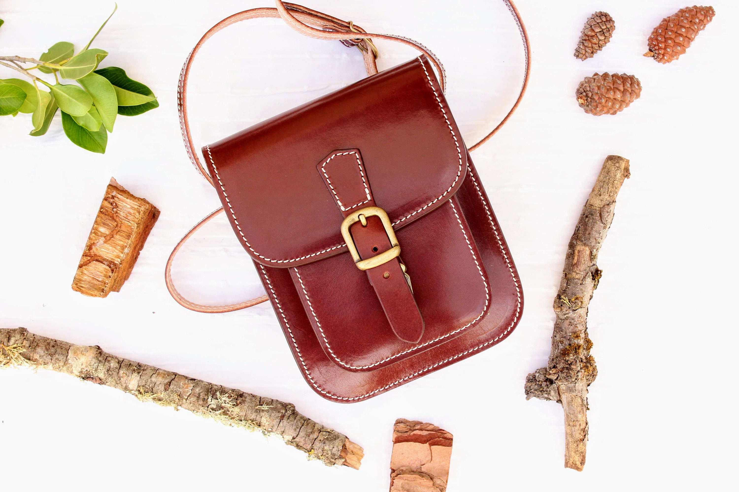 Small Cowhide Leather Handbag With Adjustable Strap and Lock - Etsy