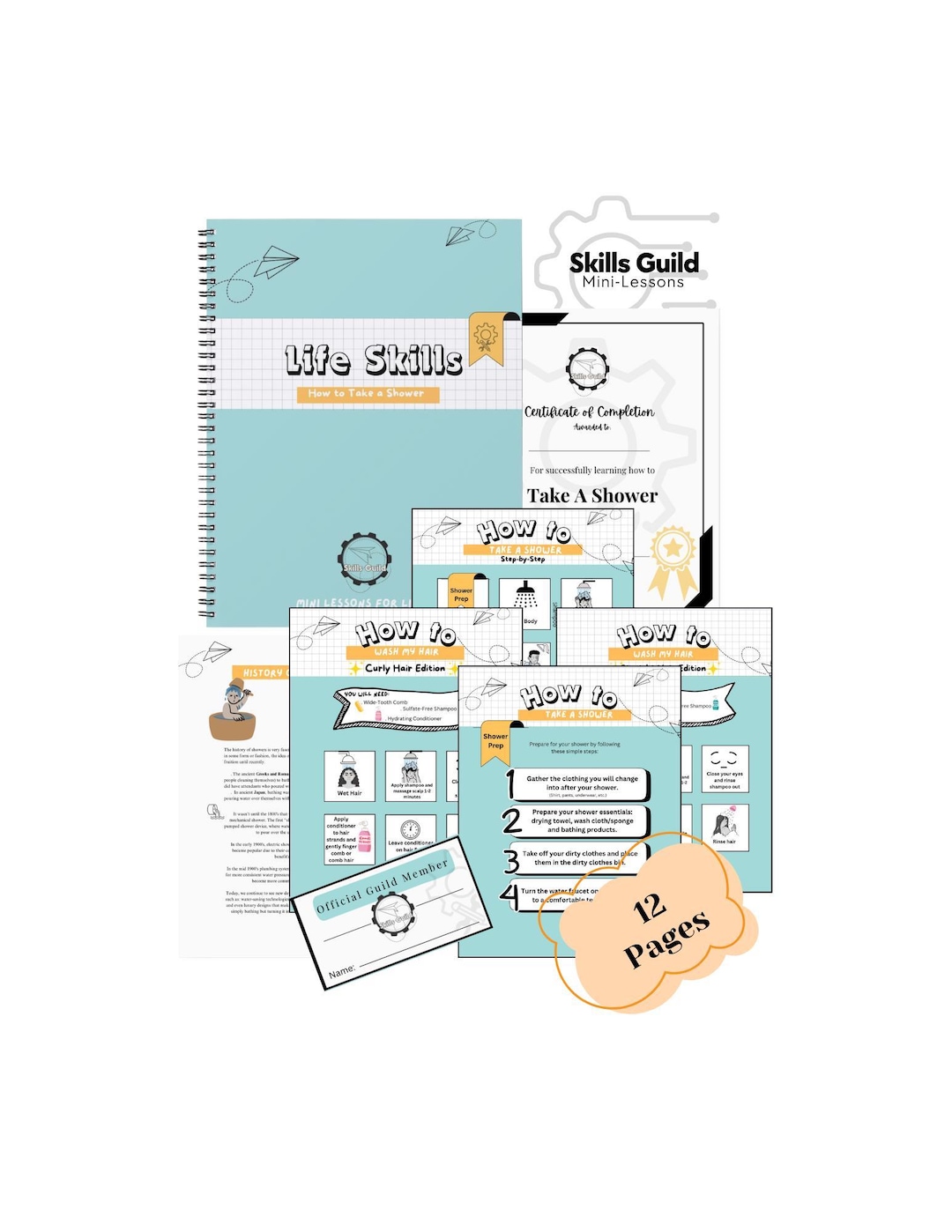How to Shower & Wash Your Hair Workbook Life Skills Guide for Kids - Etsy