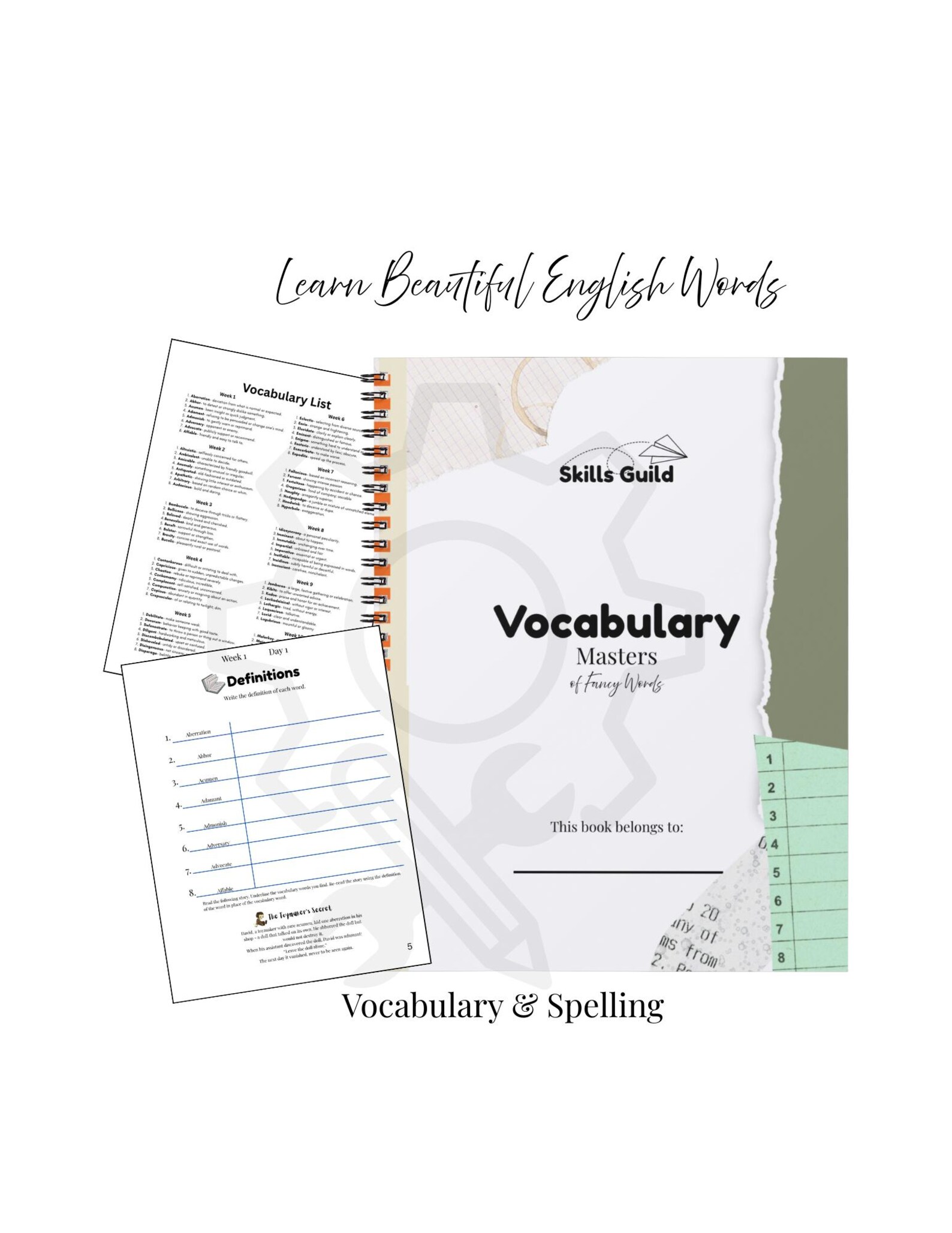 Vocabulary & Spelling of Fancy English Words Workbook for Kids/teens ...