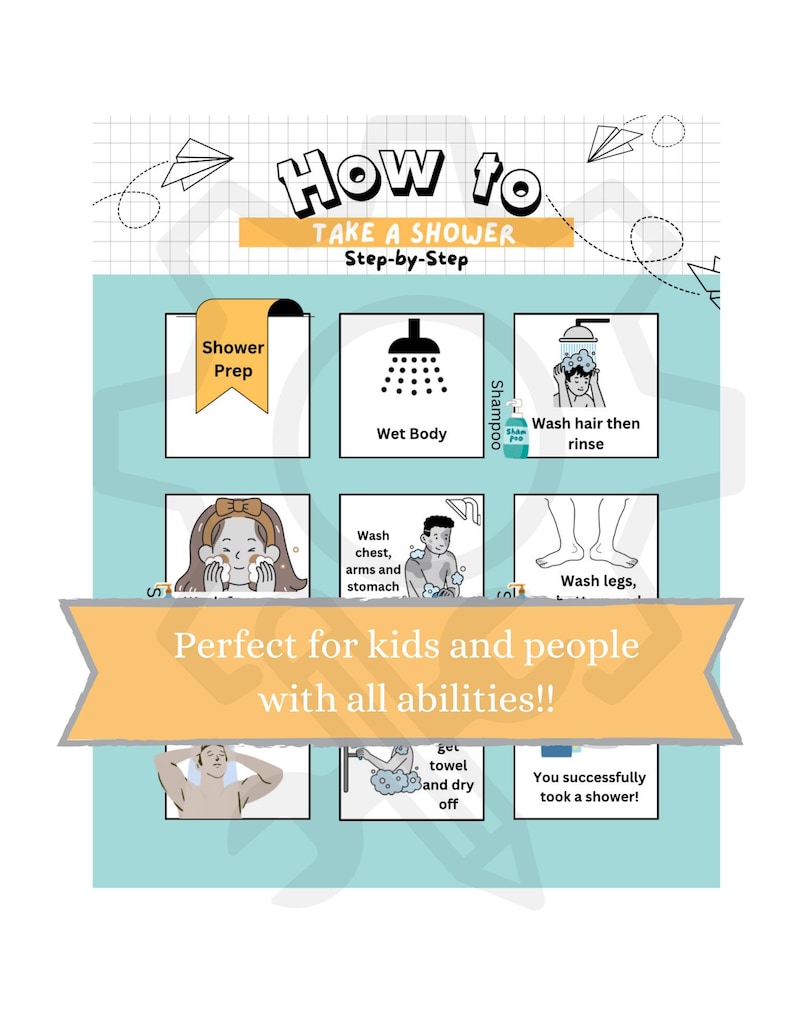 How to Take a Shower Visual Aid and Support for Kids and Autism Support ...
