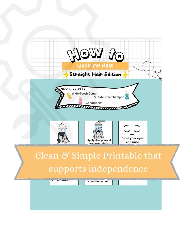 How to Take Wash My Hair (curly and Straight) Sequence Visual Aid and ...