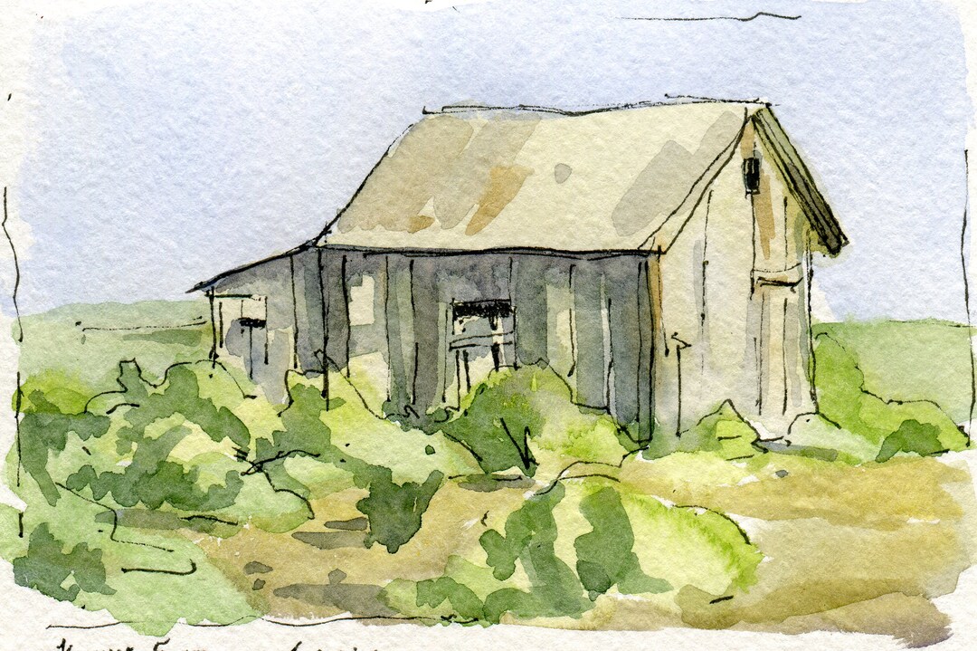 Digital Goods Rural Landscapes Country Scenes Watercolor Drawing ...