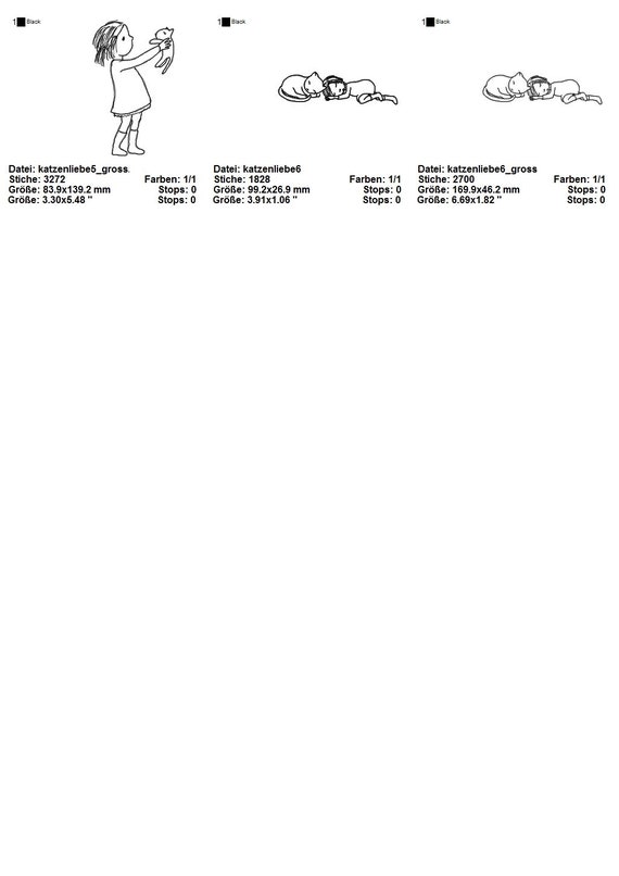 Katzenliebe 01 Embroidery file Craft Supplies & Tools Kits & How To ...