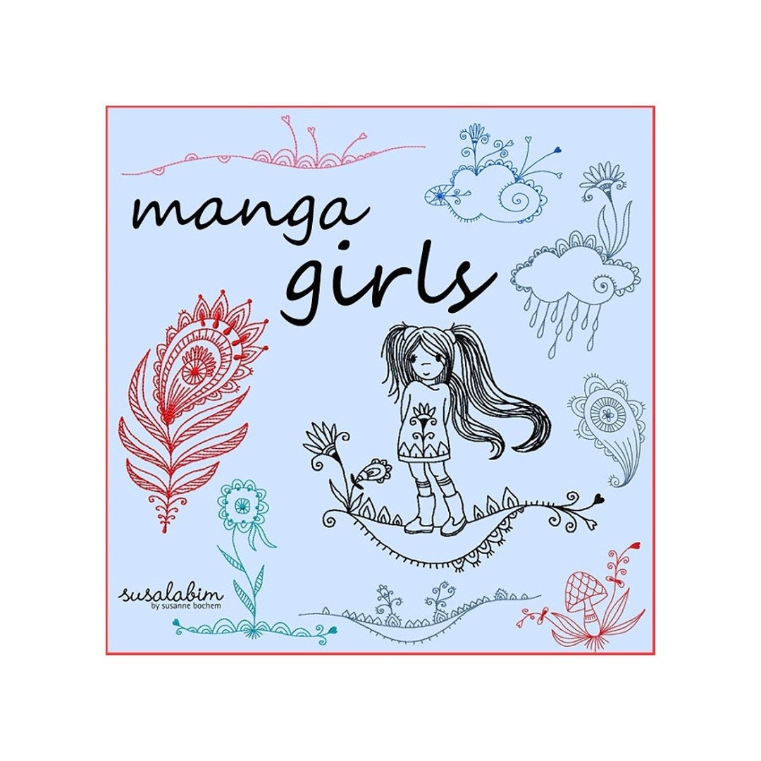 Manga Girls Embroidery File Embroidery - Etsy