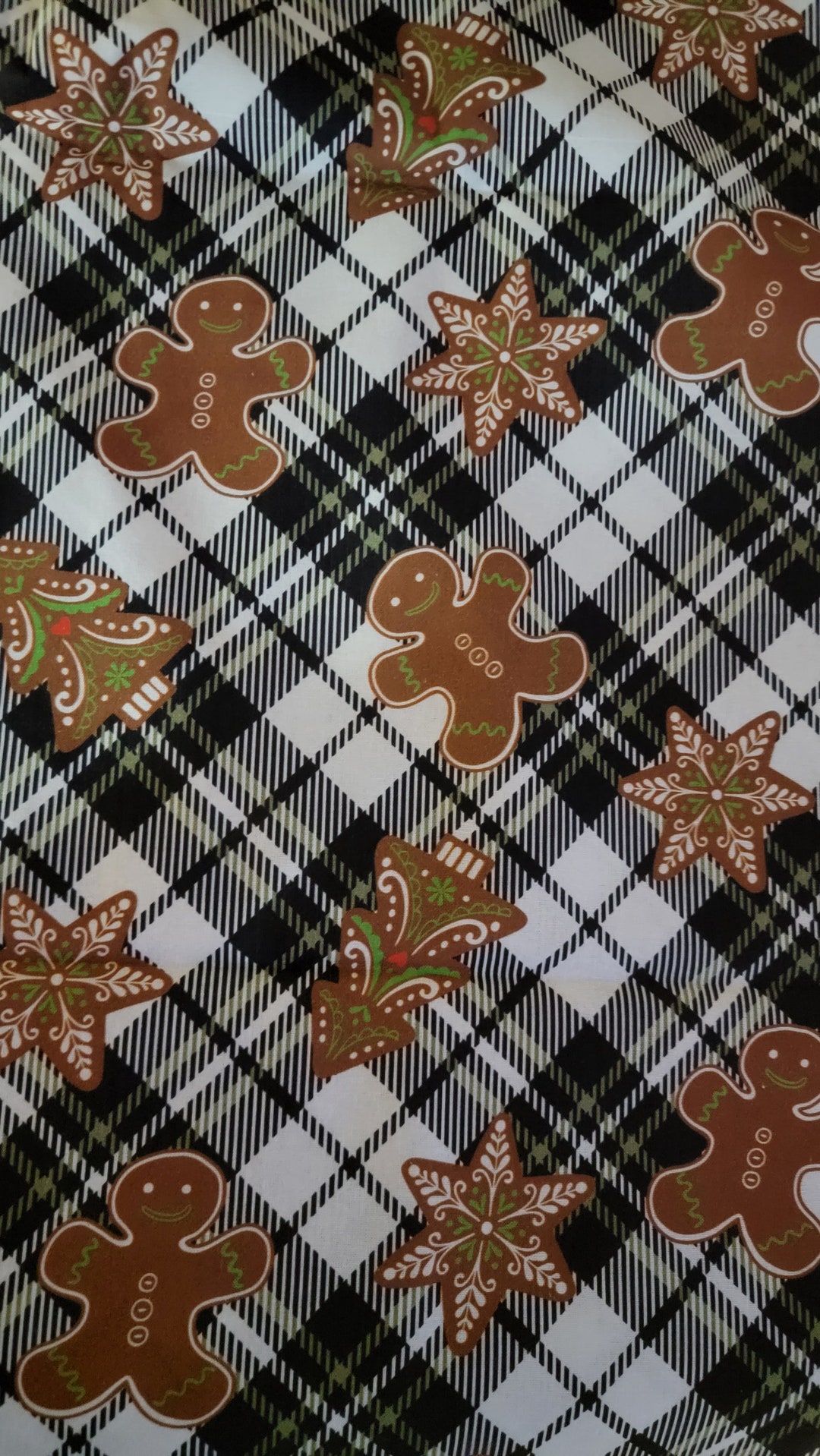 Gingerbread Cookies/christmas Fabric by the Yard/ Black Cotton Fabric ...