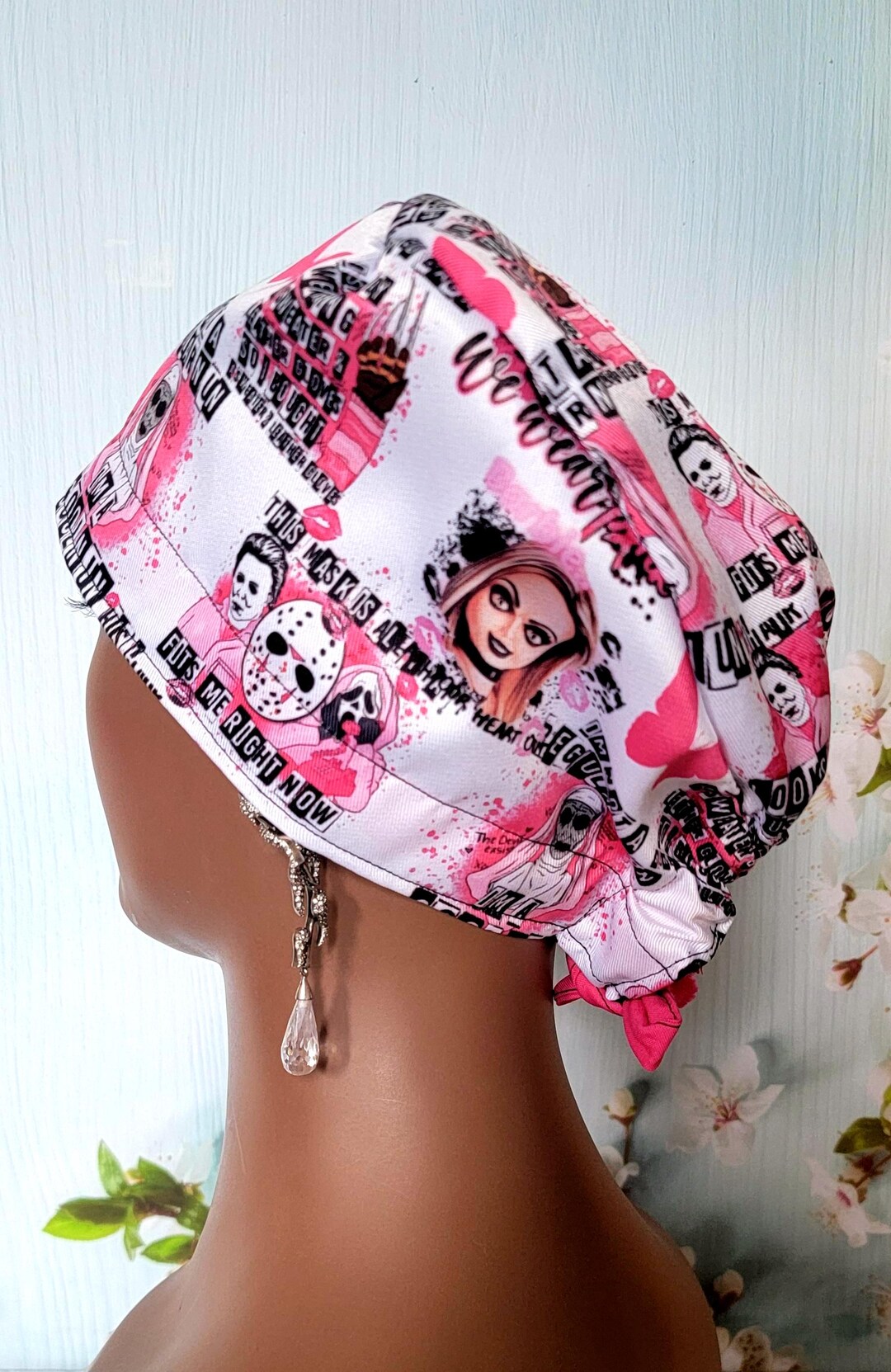 Pink Scrub Hat-horror Scrub Cap-unisex Scrub Caps -scary Movies ...