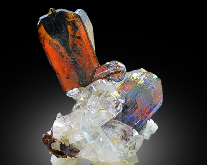 Natural Red Color Brookite Crystals With Quartz, Rare Brookite ...