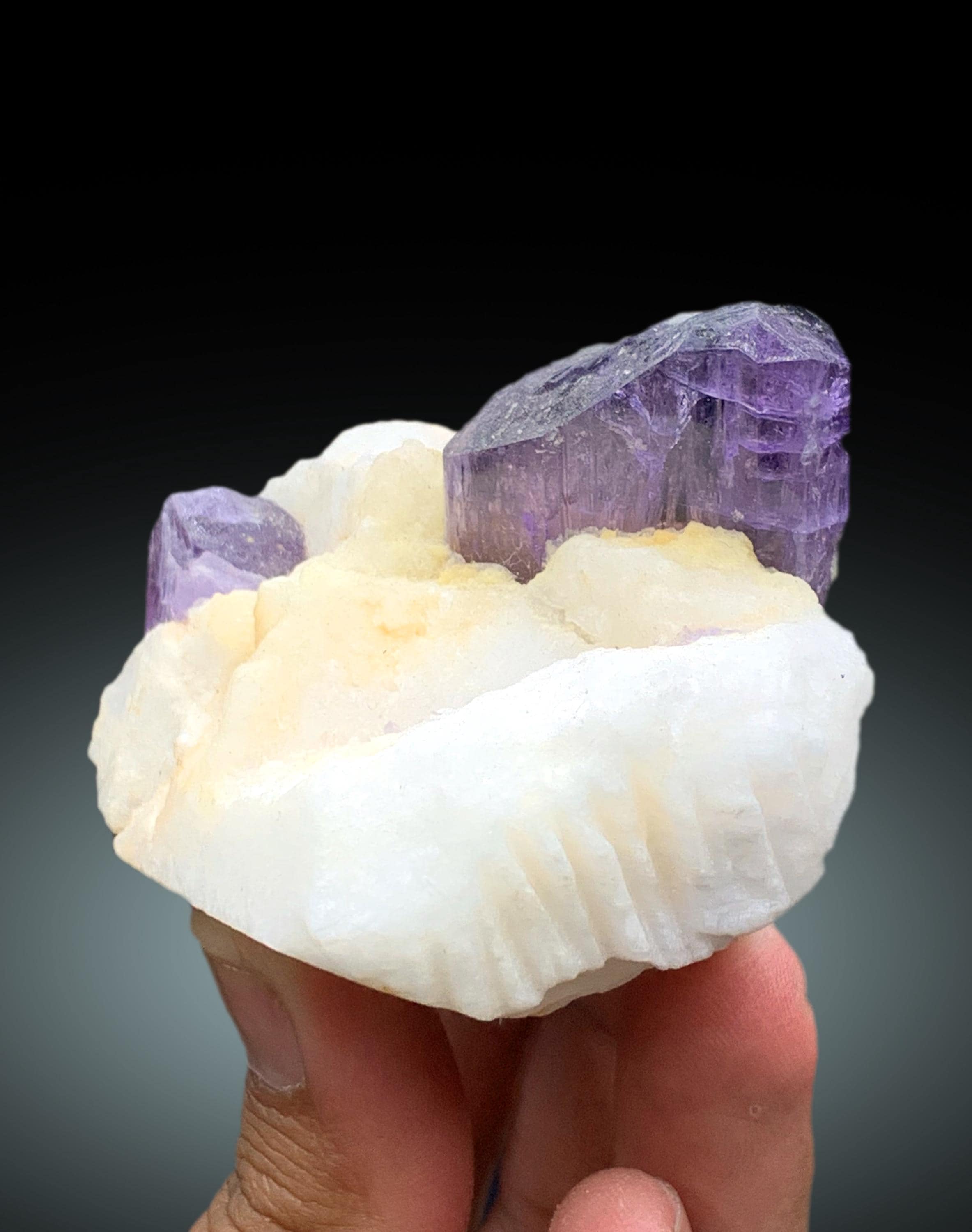 Purple Color Scapolite Crystals on Marble Matrix, Scapolite Specimen ...