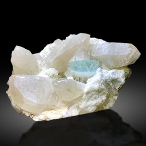 Bicolor Beryl, Aquamorganite Crystal, Bicolor Morganite on Quartz From ...